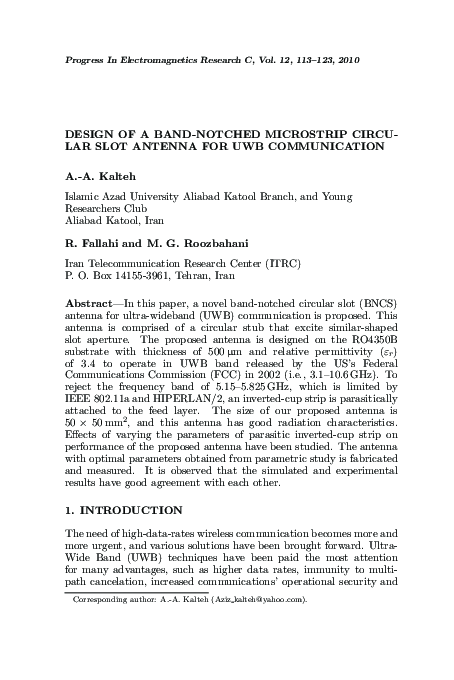 (PDF) Design of a Band-Notched Microstrip Circular Slot Antenna for Uwb ...
