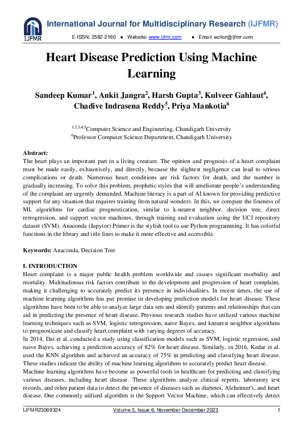 (PDF) Heart Disease Prediction Using Machine Learning