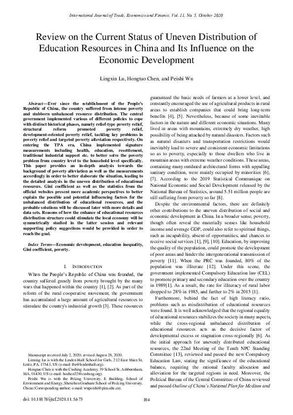 (PDF) Review on the Current Status of Uneven Distribution of Education ...