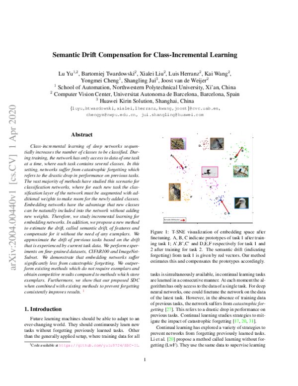 (PDF) Semantic Drift Compensation for Class-Incremental Learning