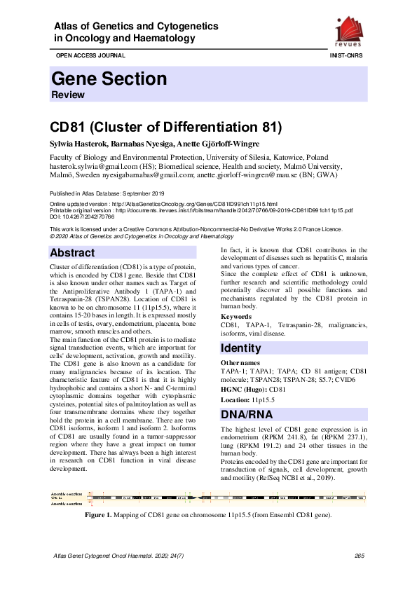 (PDF) CD (Cluster of Differentiation)