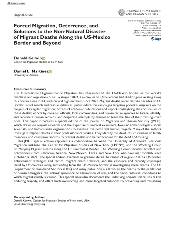 (PDF) Forced Migration, Deterrence, and Solutions to the Non-Natural ...