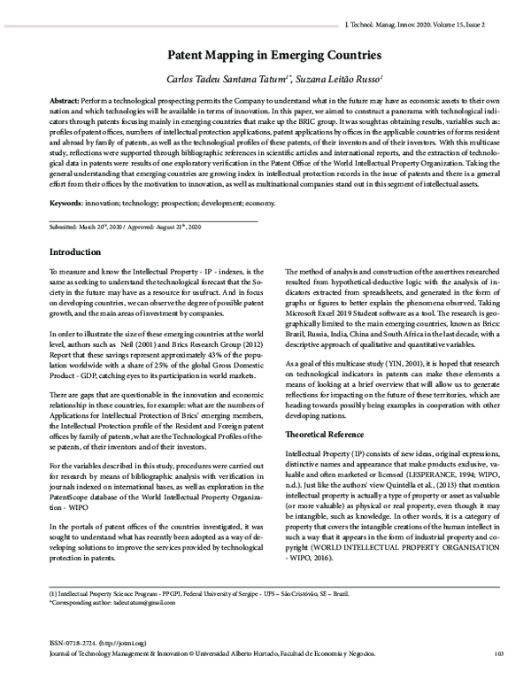 (PDF) Patent Mapping in Emerging Countries