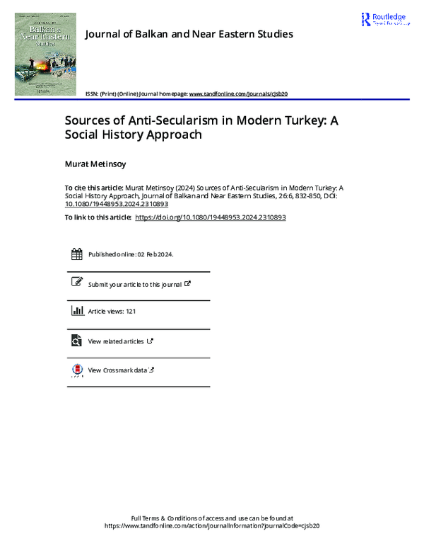 (PDF) Sources of Anti Secularism in Modern Turkey A Social History Approach