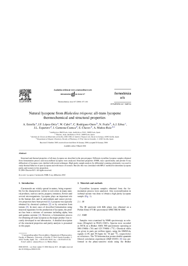 (PDF) Natural lycopene from Blakeslea trispora: all-trans lycopene ...