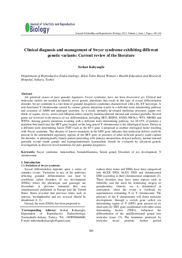 (PDF) Clinical diagnosis and management of Swyer syndrome exhibiting ...