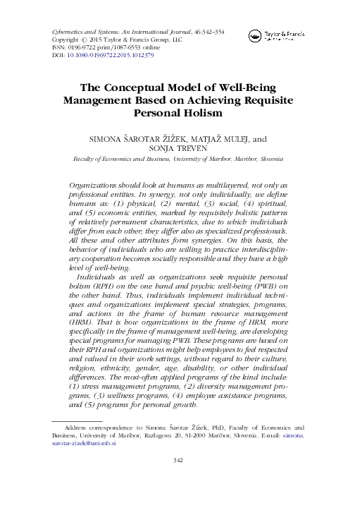 (PDF) The Conceptual Model of Well-Being Management Based on Achieving ...