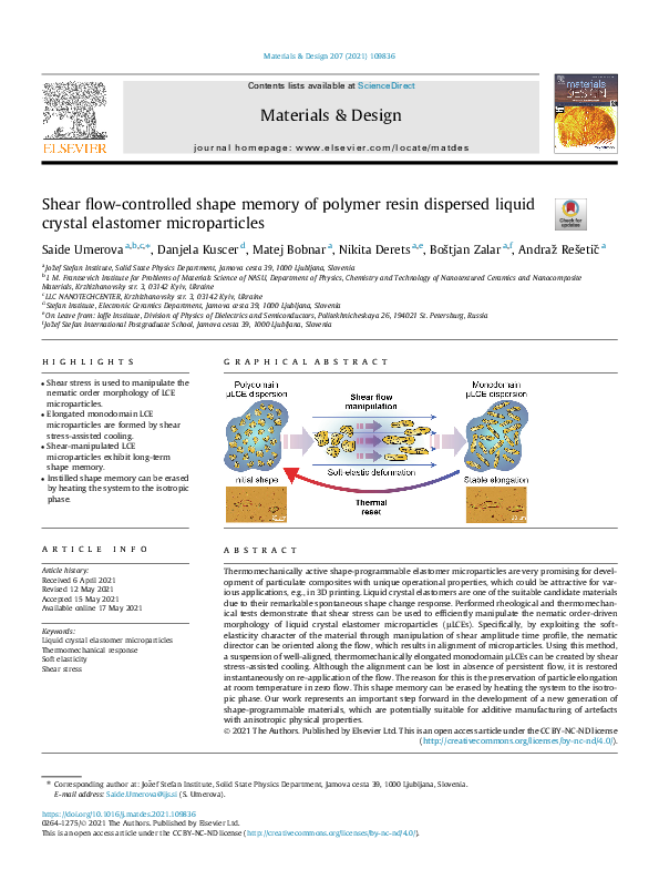 (PDF) Shear flow-controlled shape memory of polymer resin dispersed ...