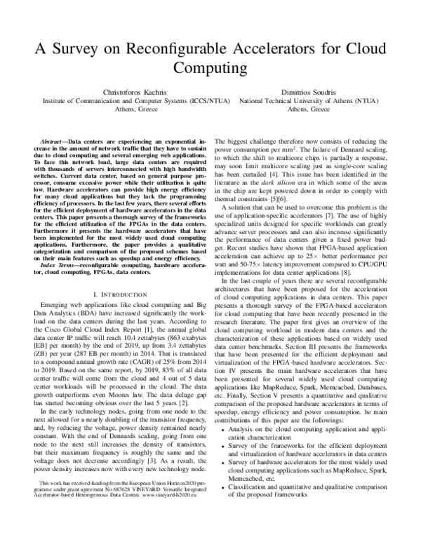 (PDF) A survey on reconfigurable accelerators for cloud computing | Dimitrios Soudris - Academia.edu