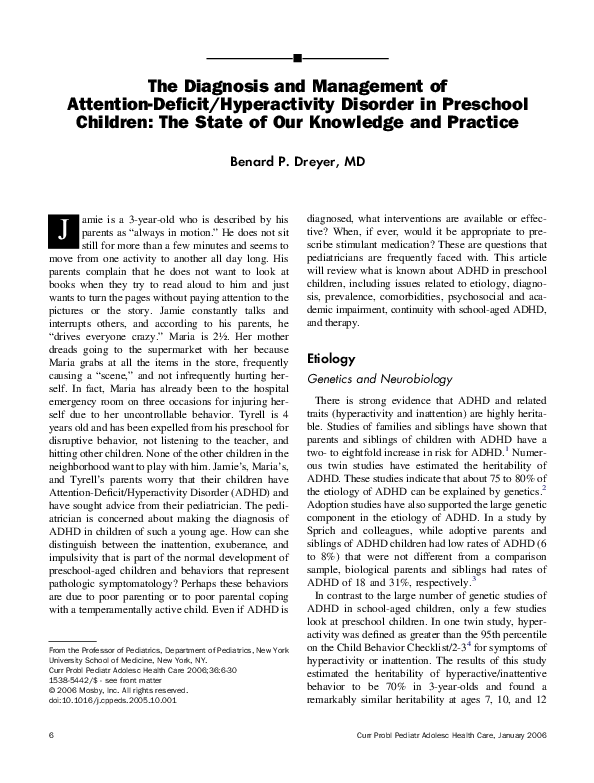 (PDF) Diagnosis and management of attention-deficit/hyperactivity ...
