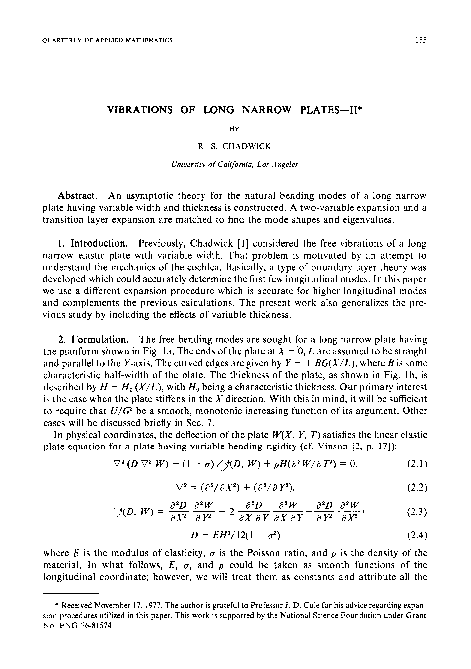 (PDF) Vibrations of long narrow plates. II