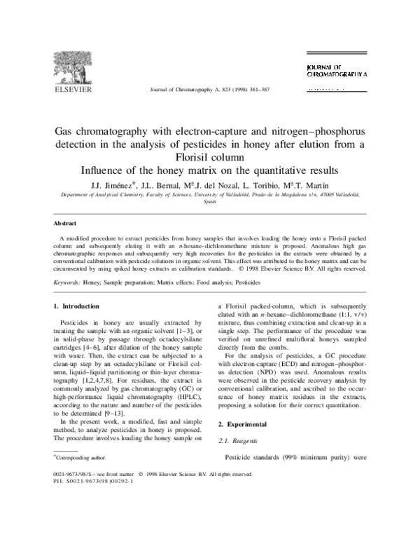 Pdf Gas Chromatography With Electron Capture And Nitrogen Phosphorus Detection In The Analysis
