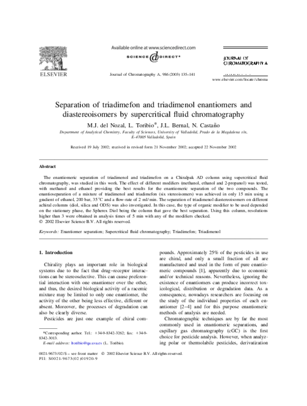 (PDF) Separation of triadimefon and triadimenol enantiomers and ...