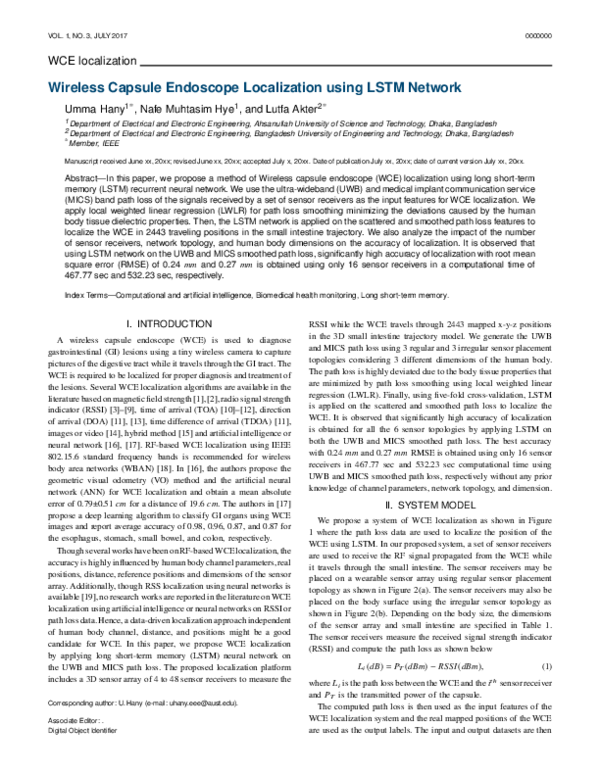 (PDF) Wireless Capsule Endoscope Localization using LSTM Network