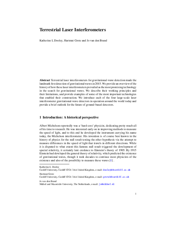 (PDF) Terrestrial Laser Interferometers