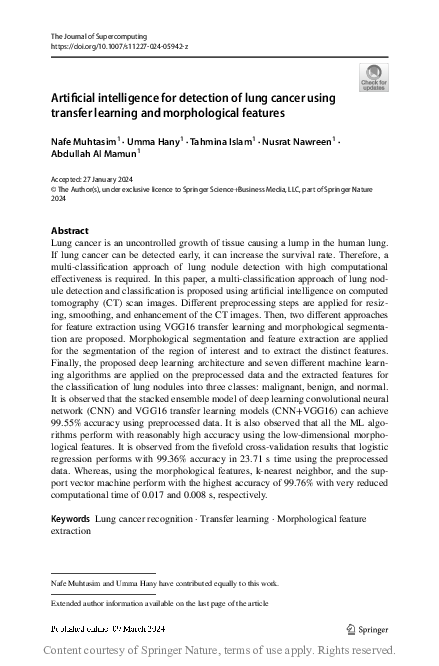 (PDF) Artificial intelligence for detection of lung cancer using ...