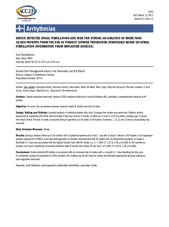 (PDF) Device Detected Atrial Fibrillation and Risk for Stroke: An ...