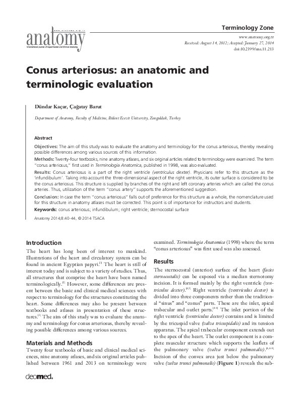 (PDF) Conus arteriosus: an anatomic and terminologic evaluation