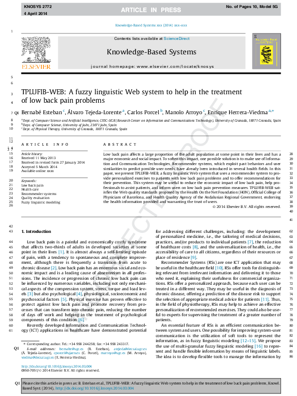 (PDF) TPLUFIB-WEB: A fuzzy linguistic Web system to help in the treatment of low back pain problems