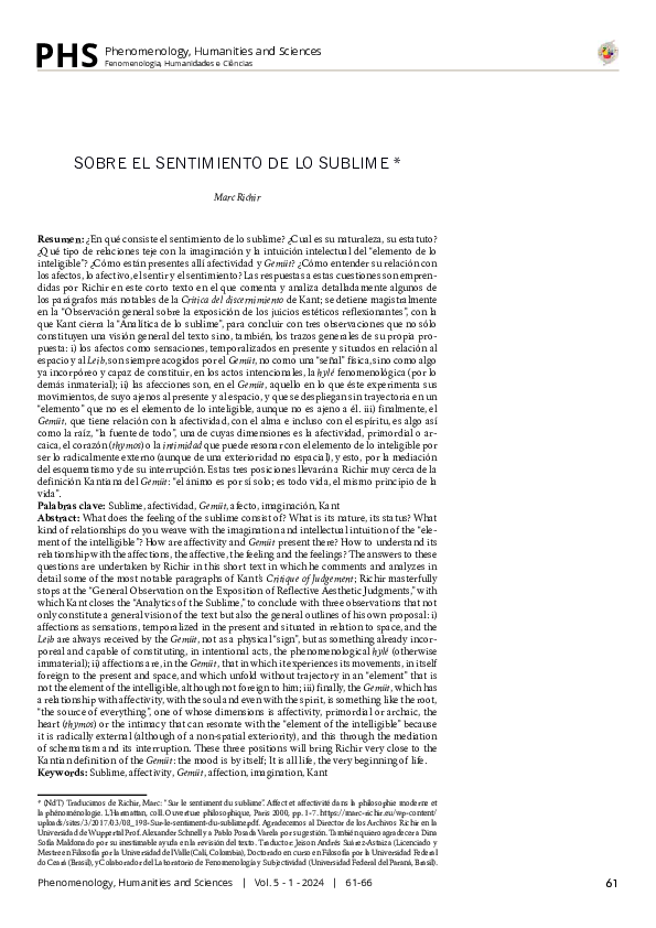(PDF) Sobre el sentimento de lo sublime