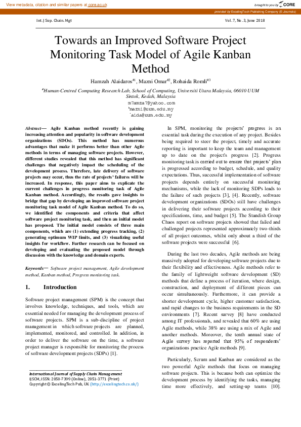 (PDF) Towards an Improved Software Project Monitoring Task Model of Agile Kanban Method