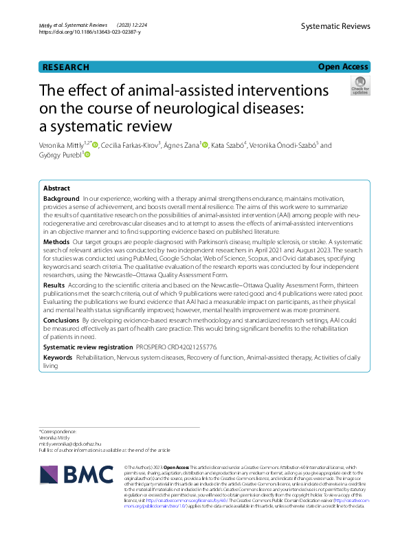 (PDF) The effect of animal-assisted interventions on the course of ...