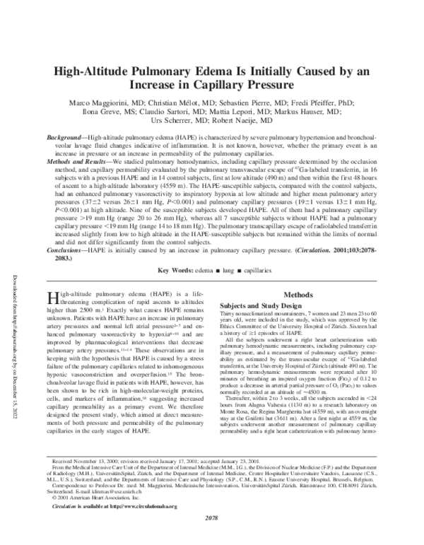 (PDF) High-Altitude Pulmonary Edema Is Initially Caused by an Increase ...