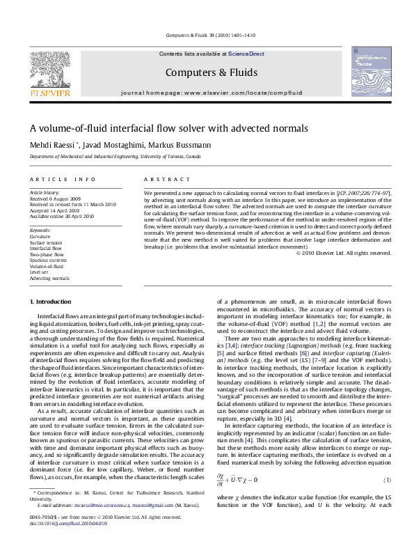 (PDF) A volume-of-fluid interfacial flow solver with advected normals