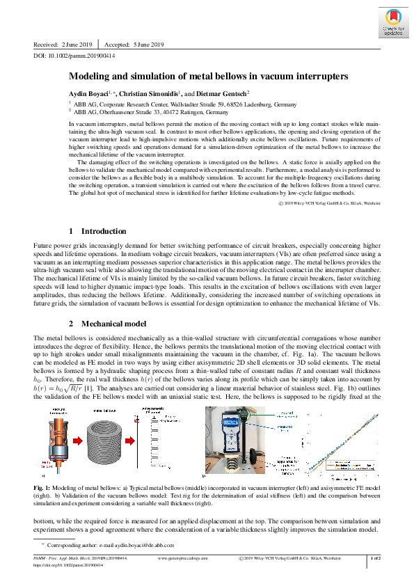 (PDF) Modeling and simulation of metal bellows in vacuum interrupters