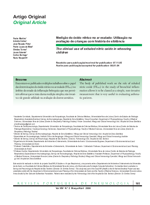 (PDF) Medição do óxido nítrico no ar exalado: Utilização na avaliação ...