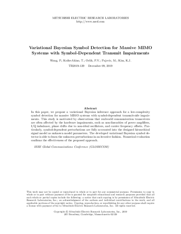 (PDF) Variational Bayesian Symbol Detection for Massive MIMO Systems with Symbol-Dependent ...