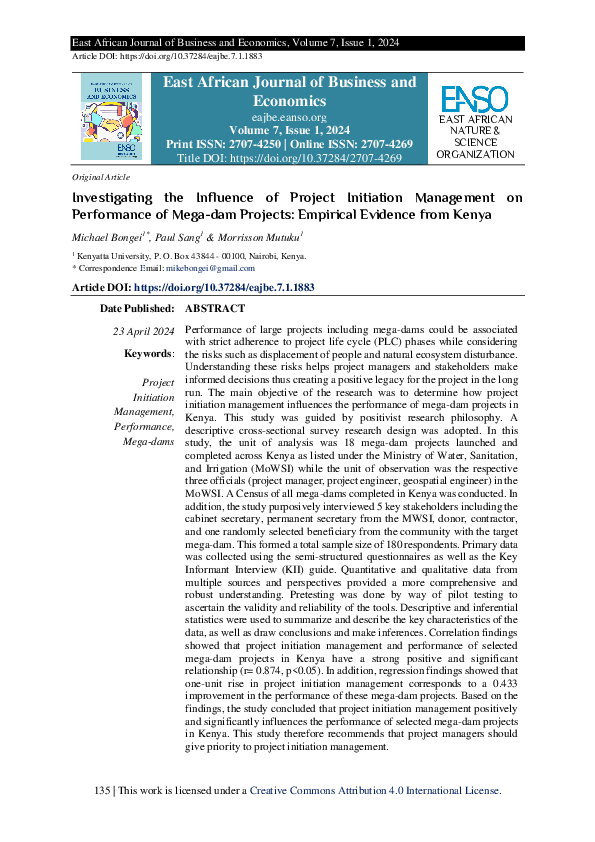 (PDF) Investigating the Influence of Project Initiation Management on ...