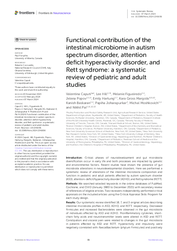 (PDF) Functional contribution of the intestinal microbiome in autism ...