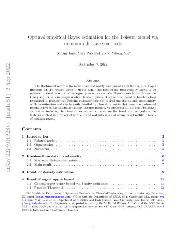 (PDF) Optimal empirical Bayes estimation for the Poisson model via ...