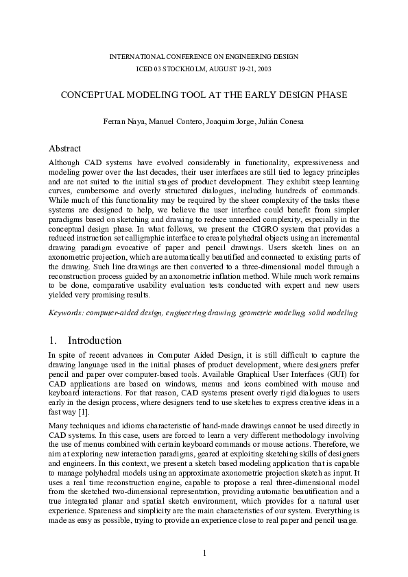 (PDF) Conceptual modeling tool at the early design phase