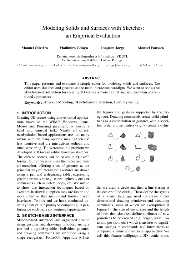 (PDF) Modeling solids and surfaces with sketches: an empirical evaluation