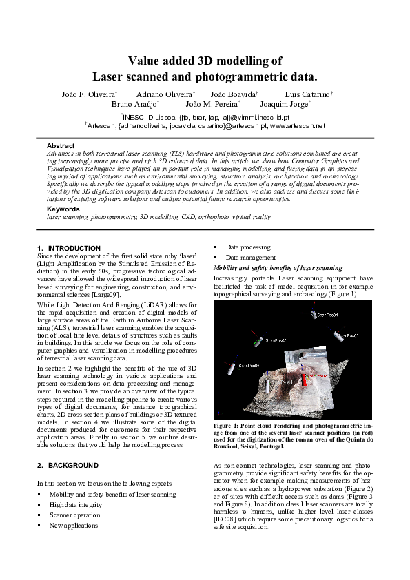 (PDF) Value added 3D modelling of Laser scanned and photogrammetric data
