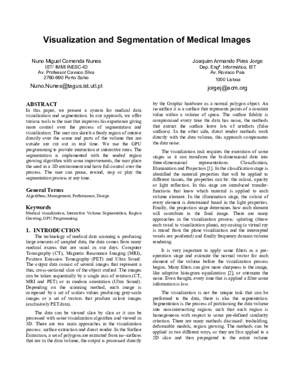 (PDF) Visualization and Segmentation of Medical Images