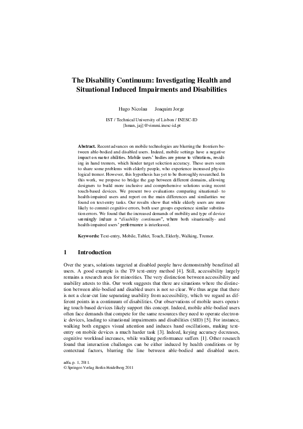 (PDF) The Disability Continuum: Investigating Health and Situational ...