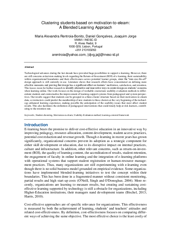 (PDF) Clustering Students Based on Motivation to Learn