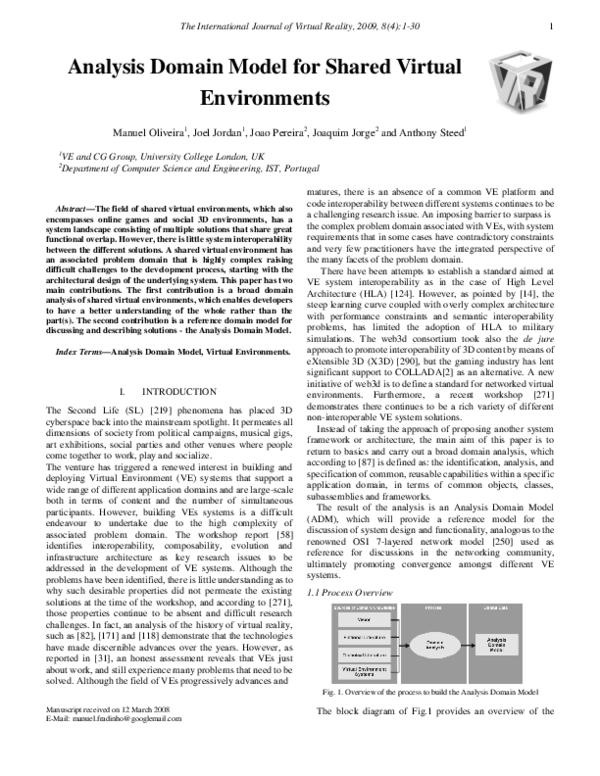 (PDF) Analysis Domain Model for Shared Virtual Environments