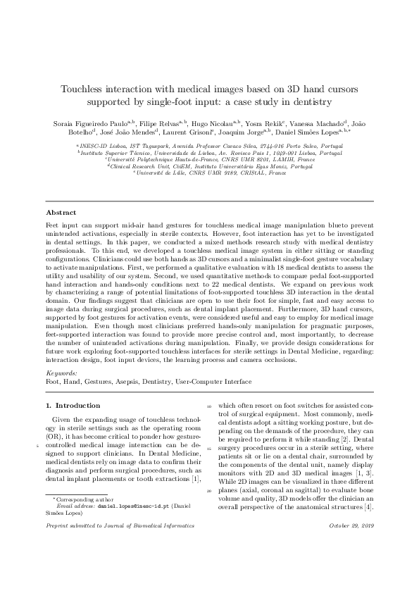 (PDF) Touchless interaction with medical images based on 3D hand cursors supported by single ...
