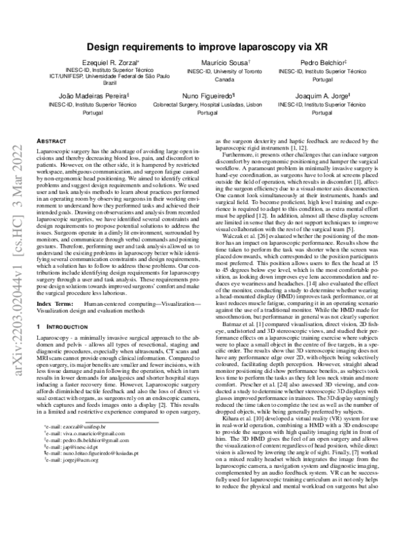 (PDF) Design requirements to improve laparoscopy via XR