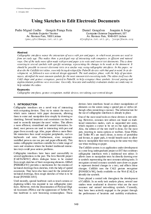 (PDF) Using Sketches to Edit Electronic Documents