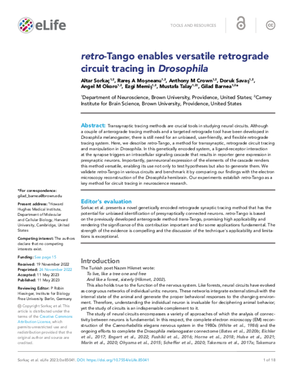 (PDF) retro-Tango enables versatile retrograde circuit tracing ...