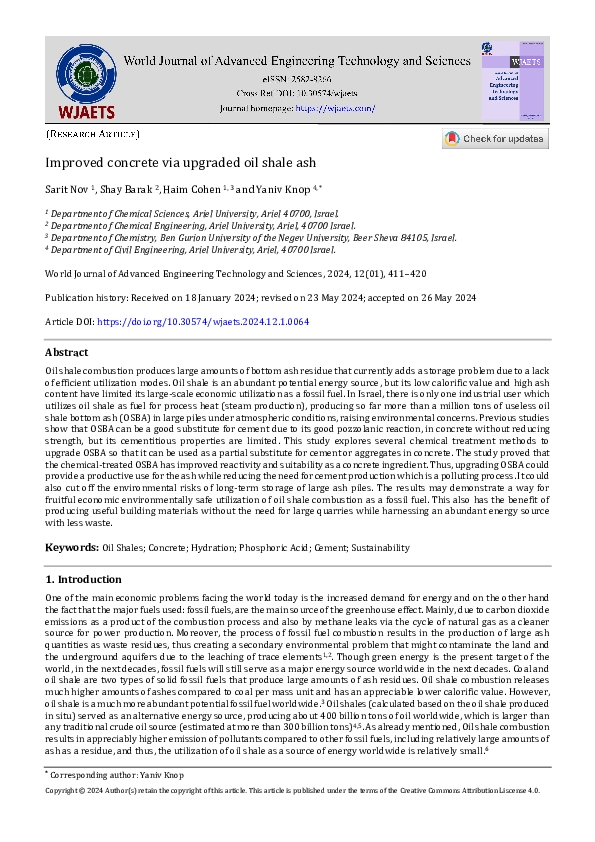 (PDF) Improved concrete via upgraded oil shale ash