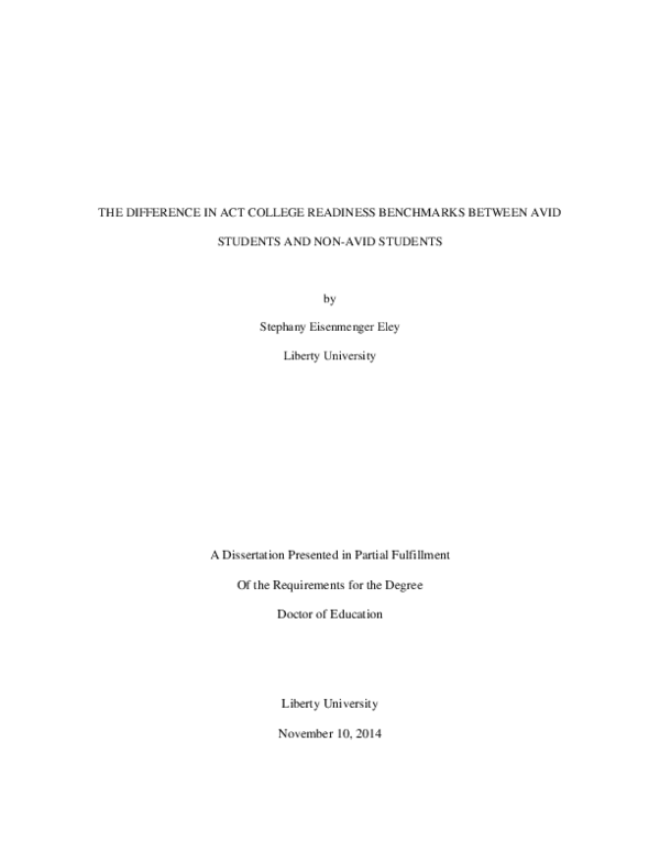 (PDF) The Difference in ACT College Readiness Benchmarks between AVID ...