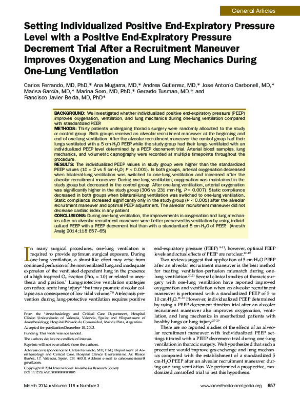 (PDF) Setting Individualized Positive End-Expiratory Pressure Level ...