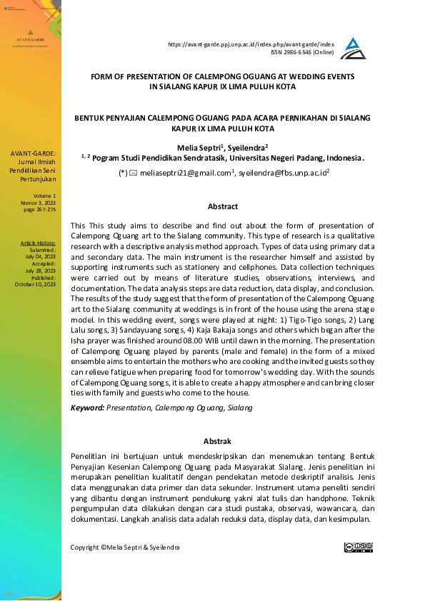 (PDF) Bentuk Penyajian Kesenian Calempong Oguang Pada Acara Pernikahan ...