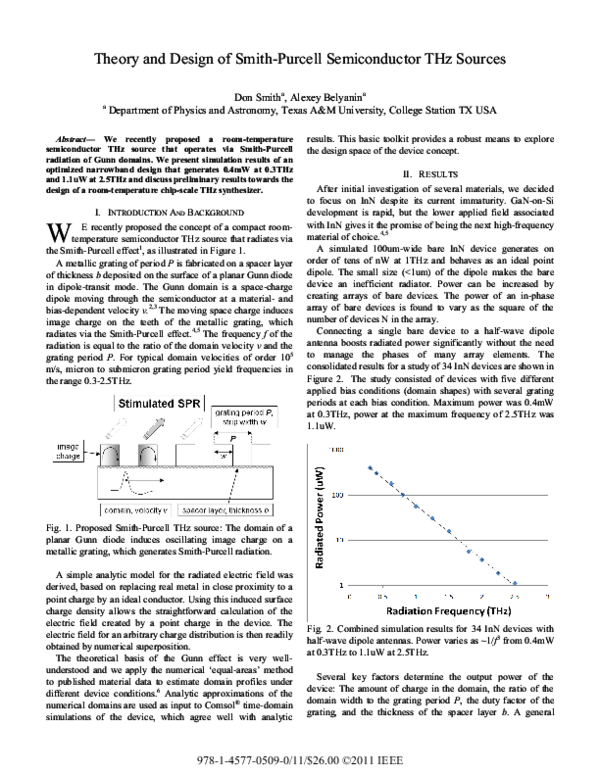 (PDF) Theory and design of Smith-Purcell semiconductor THz sources